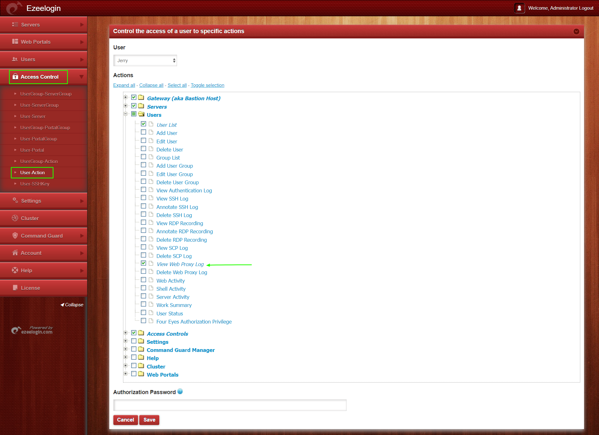 Different logs of user